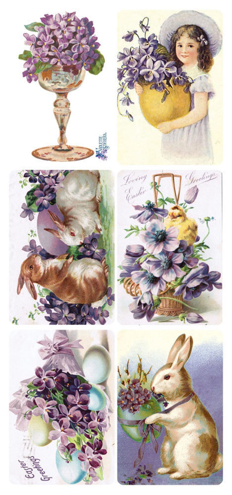 3 Sheets Self Adhesive Easter Bunny Rabbit Violets Stickers - Etsy