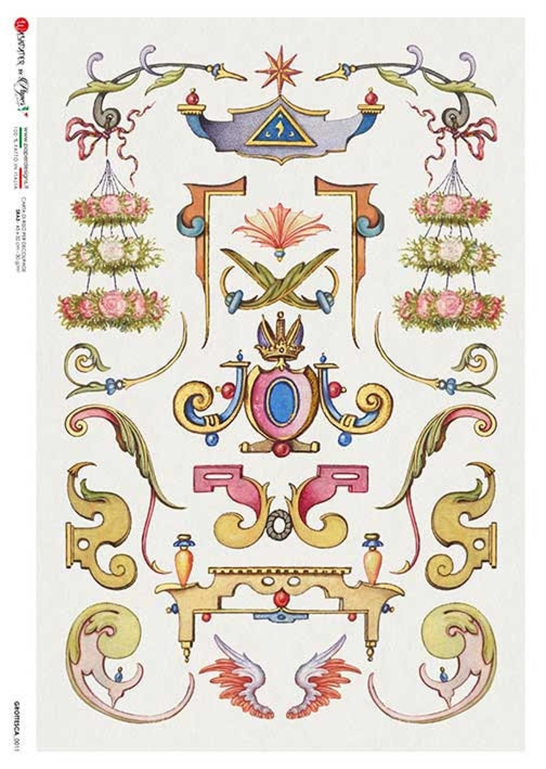 2 Sheets Italy Rice Paper Decoupage Italian Flourishes RCP-GRT-11 X2 - Etsy