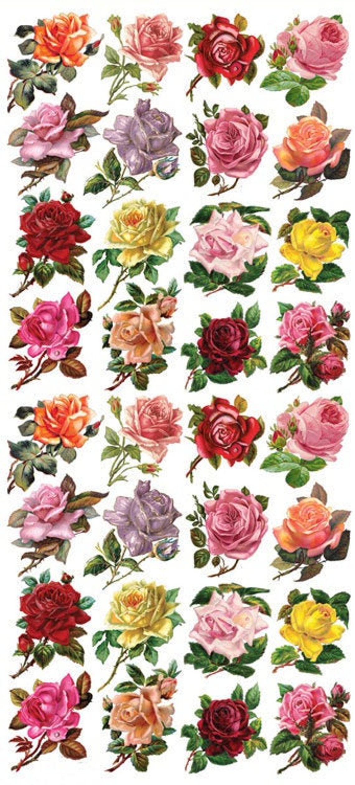 3 Sheets Self Adhesive Pastel Roses Stickers Colorful - Etsy