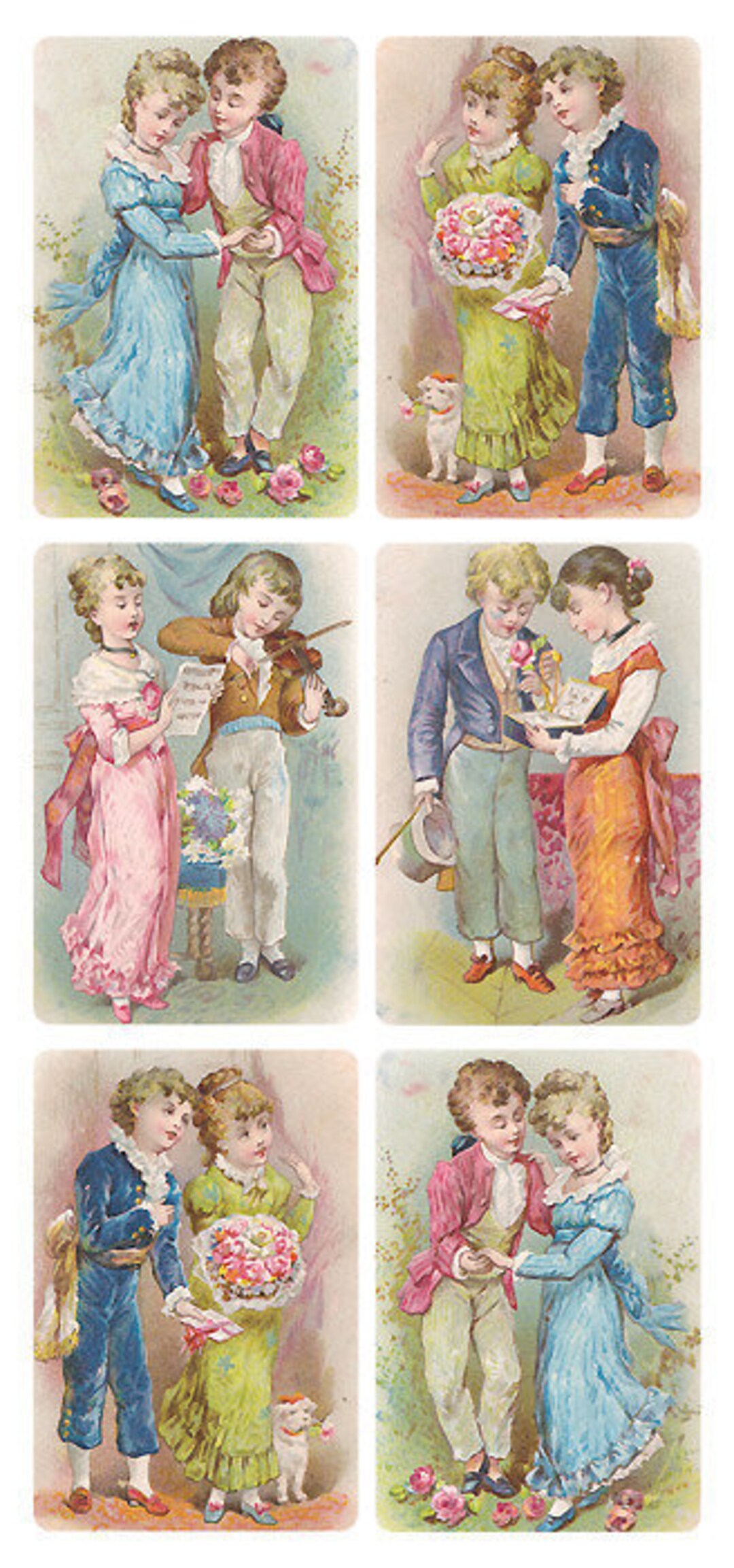 3 Sheets Self Adhesive Victorian Victorian Children Stickers Colorful ...