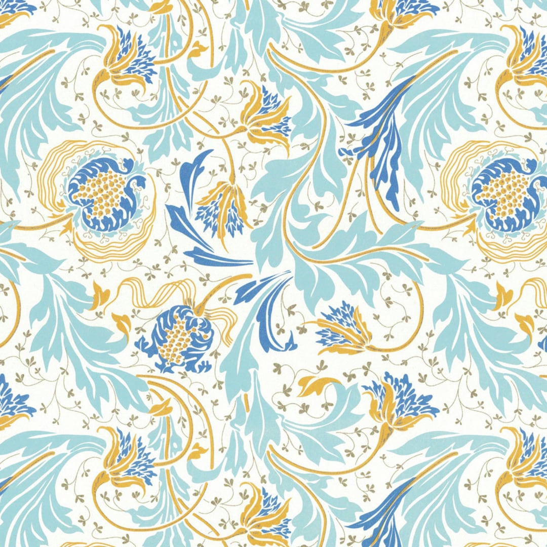 From Italy 2 Sheets Italian Blue Flowers Print Paper ~ Rossi IPR323BL ...