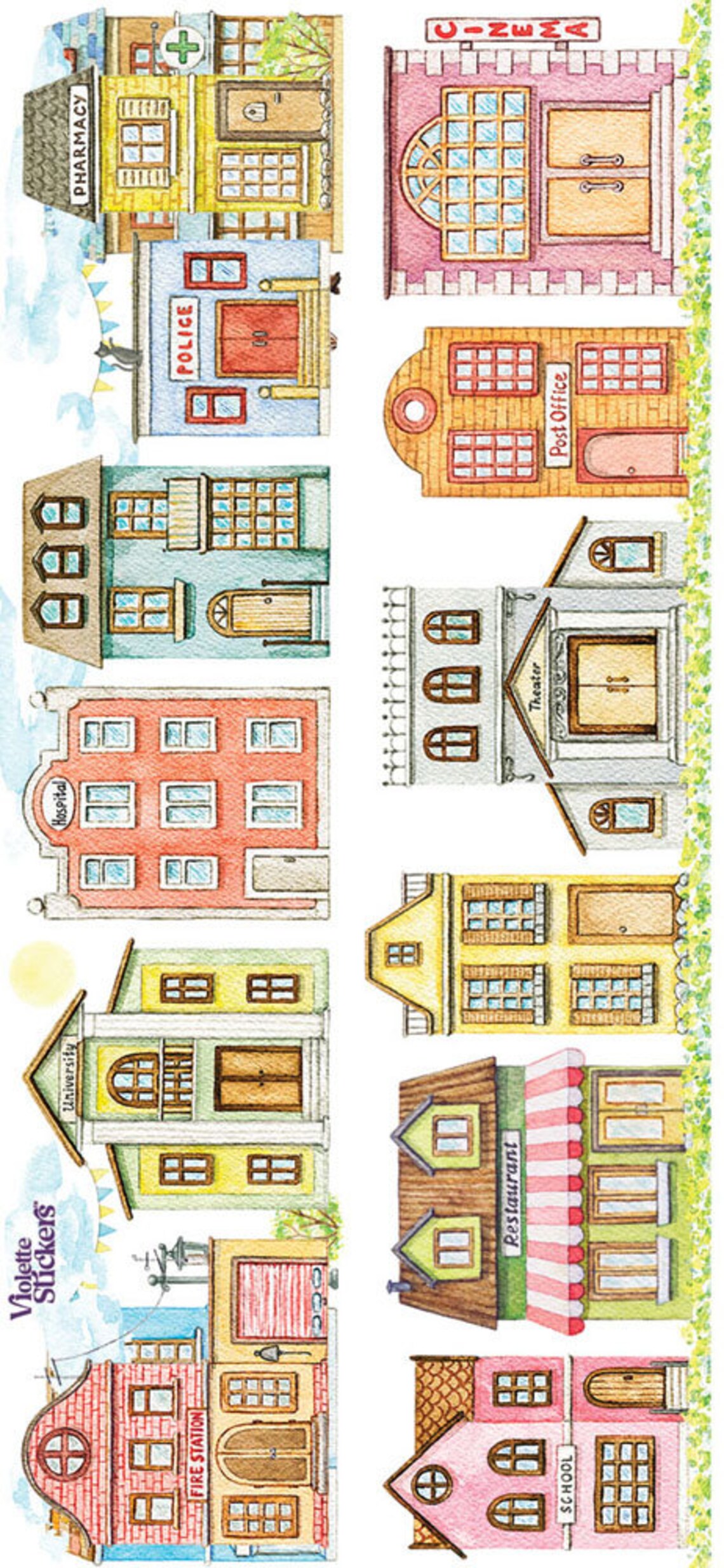3 Sheets Self Adhesive Nostalgic Cottages Stickers Colorful - Etsy