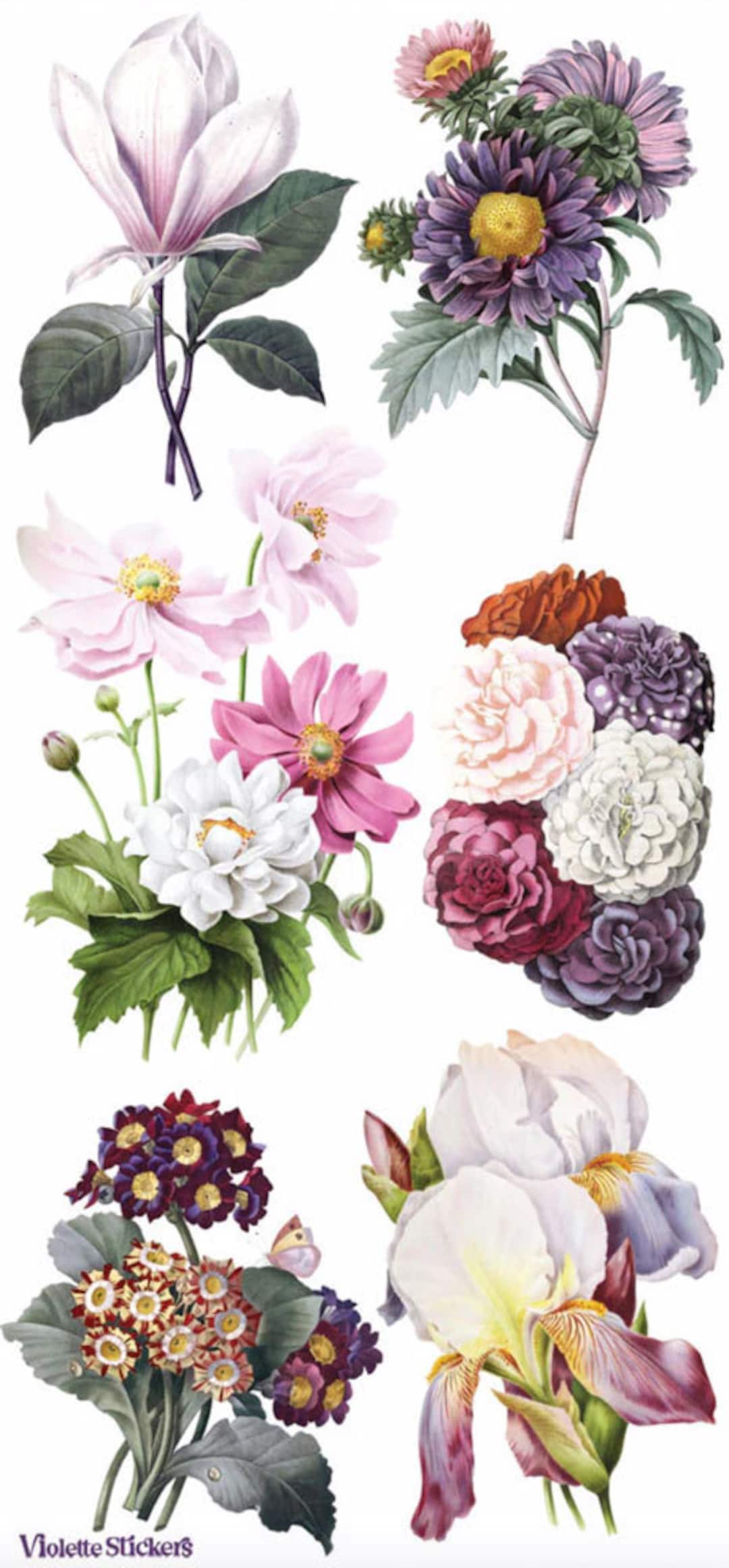 3 Sheets Self Adhesive Fancy Florals Stickers Colorful Scrapbooking ...