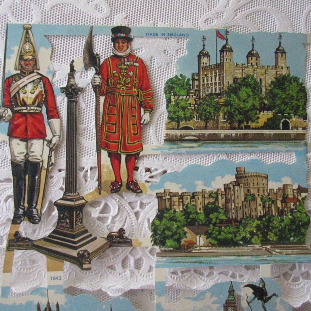 Vintage England Paper Lithographed Die Cut Scraps London Castles City ...