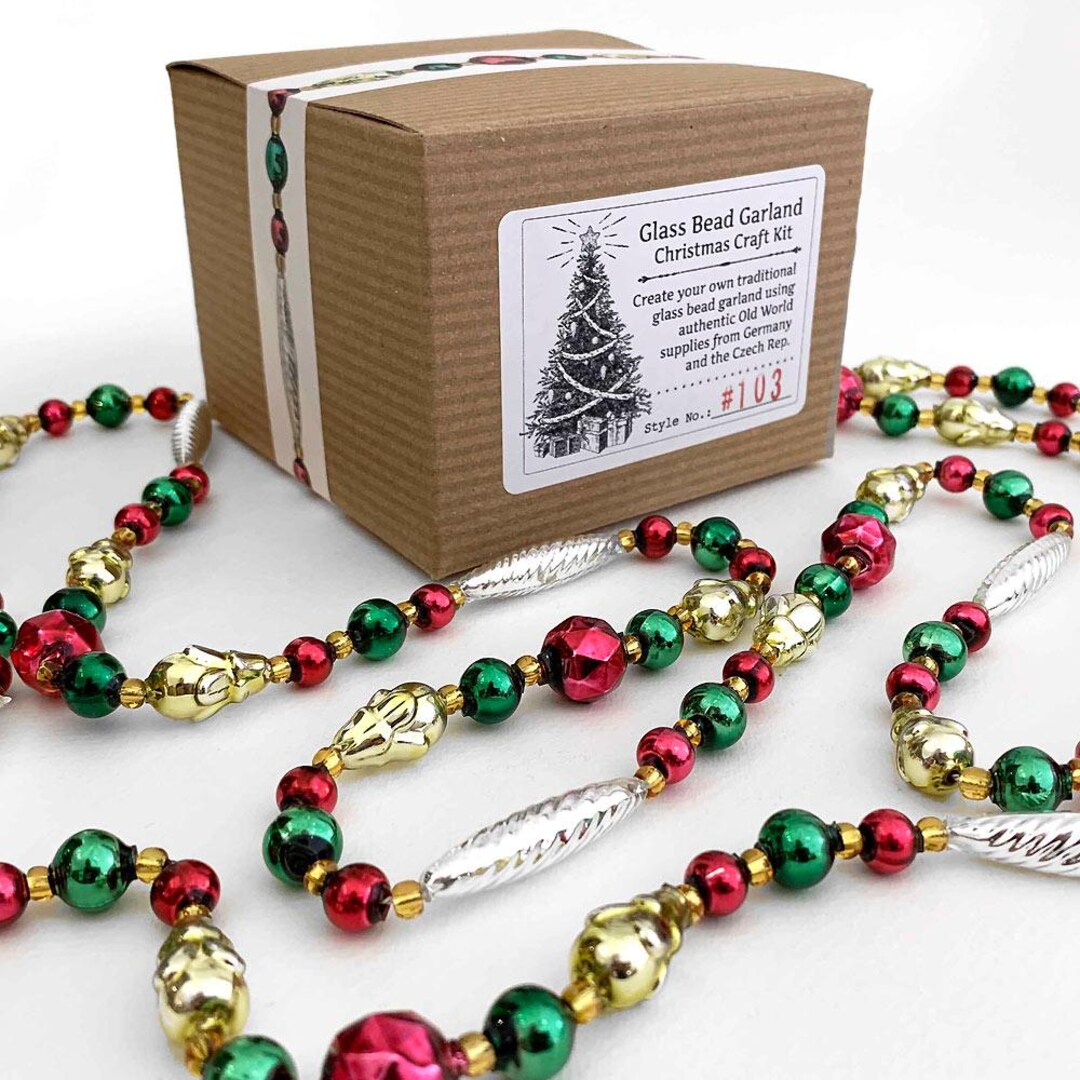 Czech Glass Bead Christmas Garland DIY String It Yourself Kit Traditional Decoration classic Christmas GBK103 Etsy