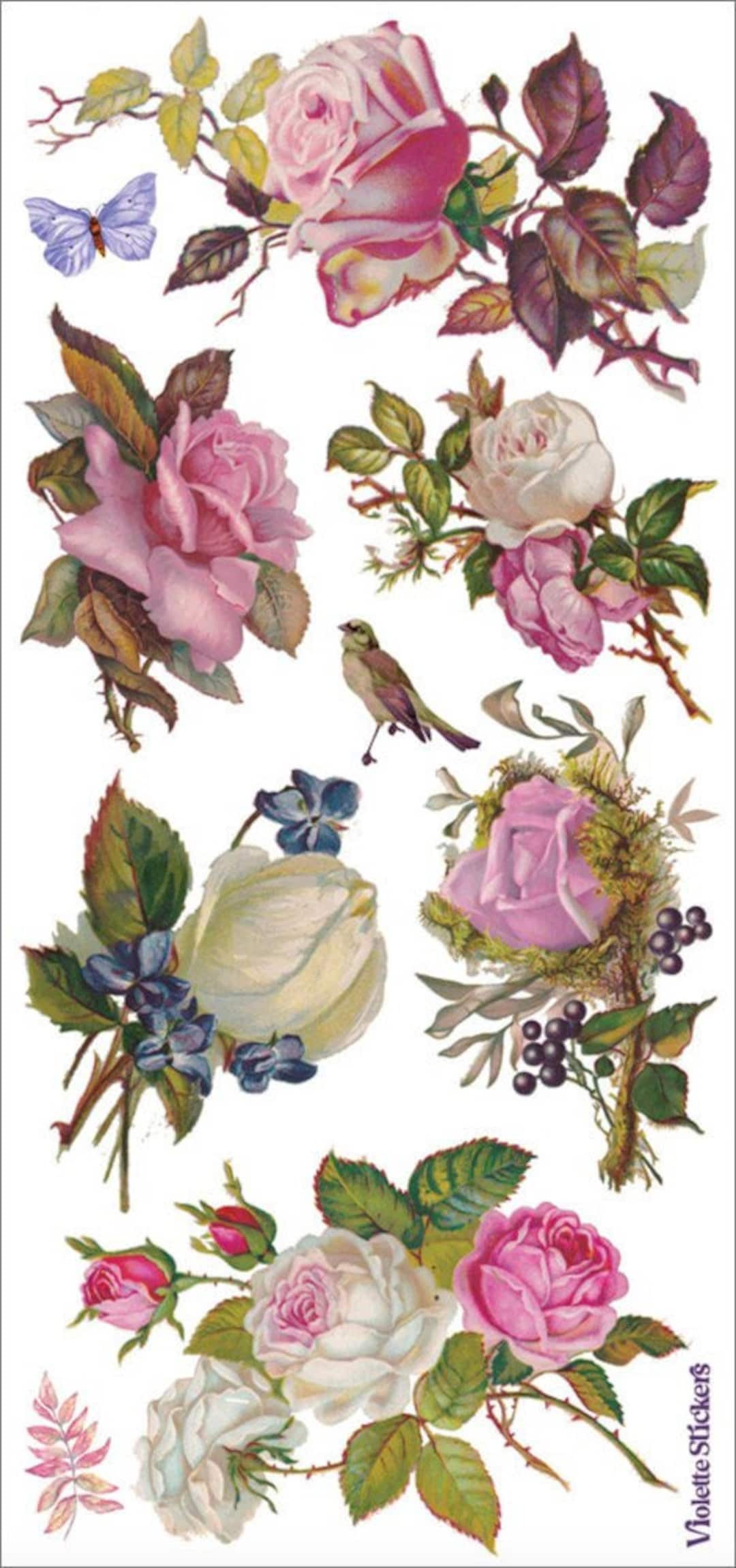 3 Sheets Self Adhesive Rose Roses Flowers Stickers Colorful ...