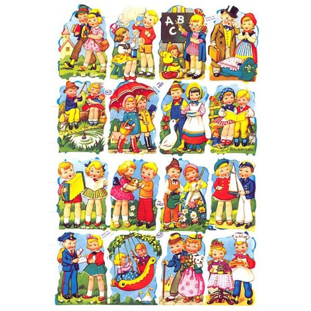 England Paper Scraps Lithograph Die Cut Darling Children Out of Print ...
