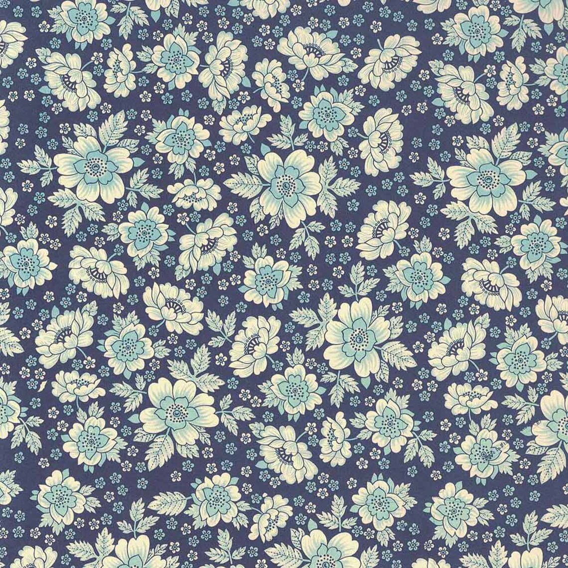 2 Sheets Italian Blue Floral Print Paper Carta Varese Italy | Etsy