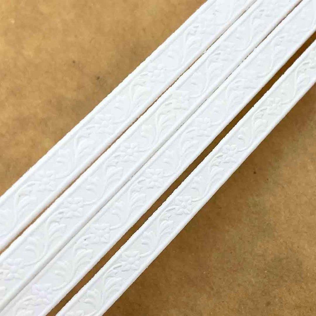 From Germany 8 Strips Dresden Trim White Paper Embossed Floral DFW44WH ...