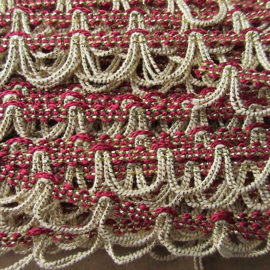 4 Yards Vintage Metallic Trim Looped Ribbon 5/8 Red - Etsy Polska