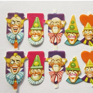 14 Vintage Sweden Clown Heads Head Scraps Circus Clowns Tiny Scrap Die ...