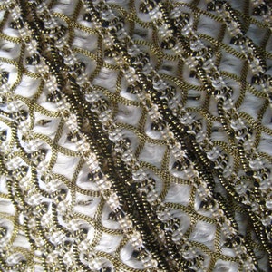 4 Yards Fancy Metallic and Fabric Sewing Trim in White and Gold - Etsy
