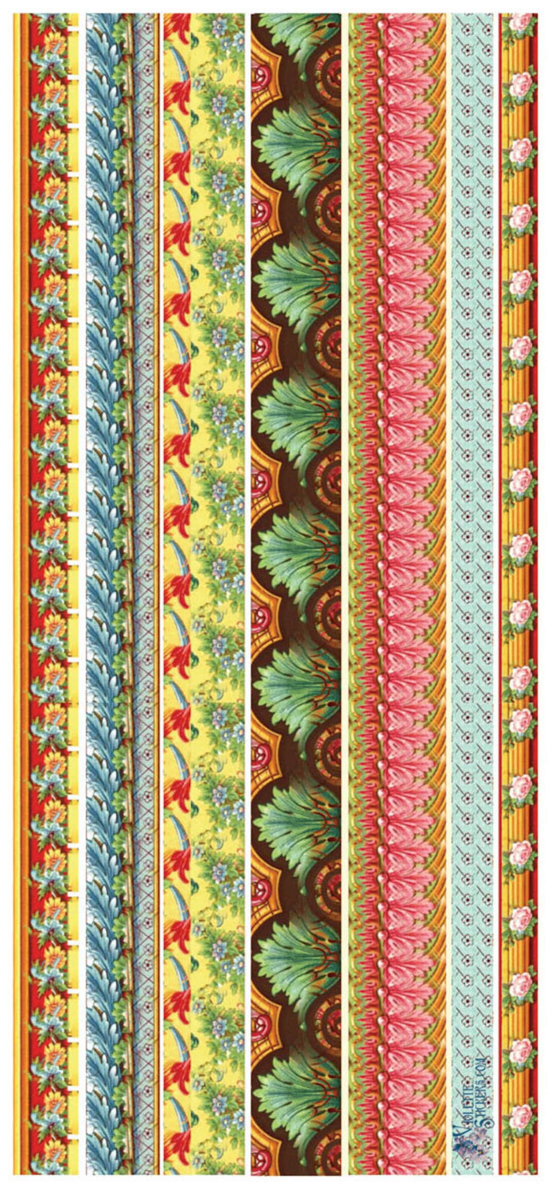 3 Sheets Self Adhesive Fancy Stripes Stickers Colorful Scrapbooking ...