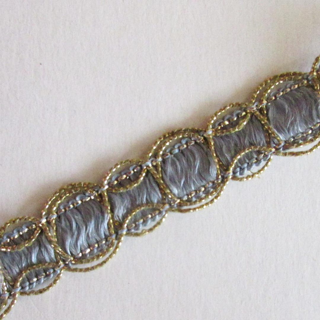 4 Yards Vintage Metallic Smoky Blue and Gold Trim Old Store Stock - Etsy