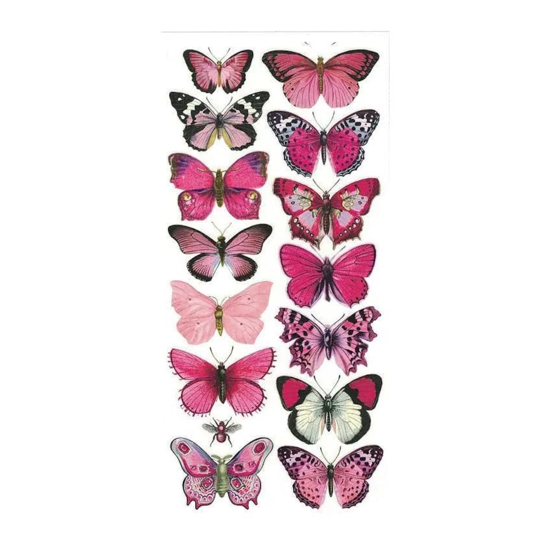 3 Sheets Self Adhesive Pink Purple Butterflies Stickers STKC66 - Etsy