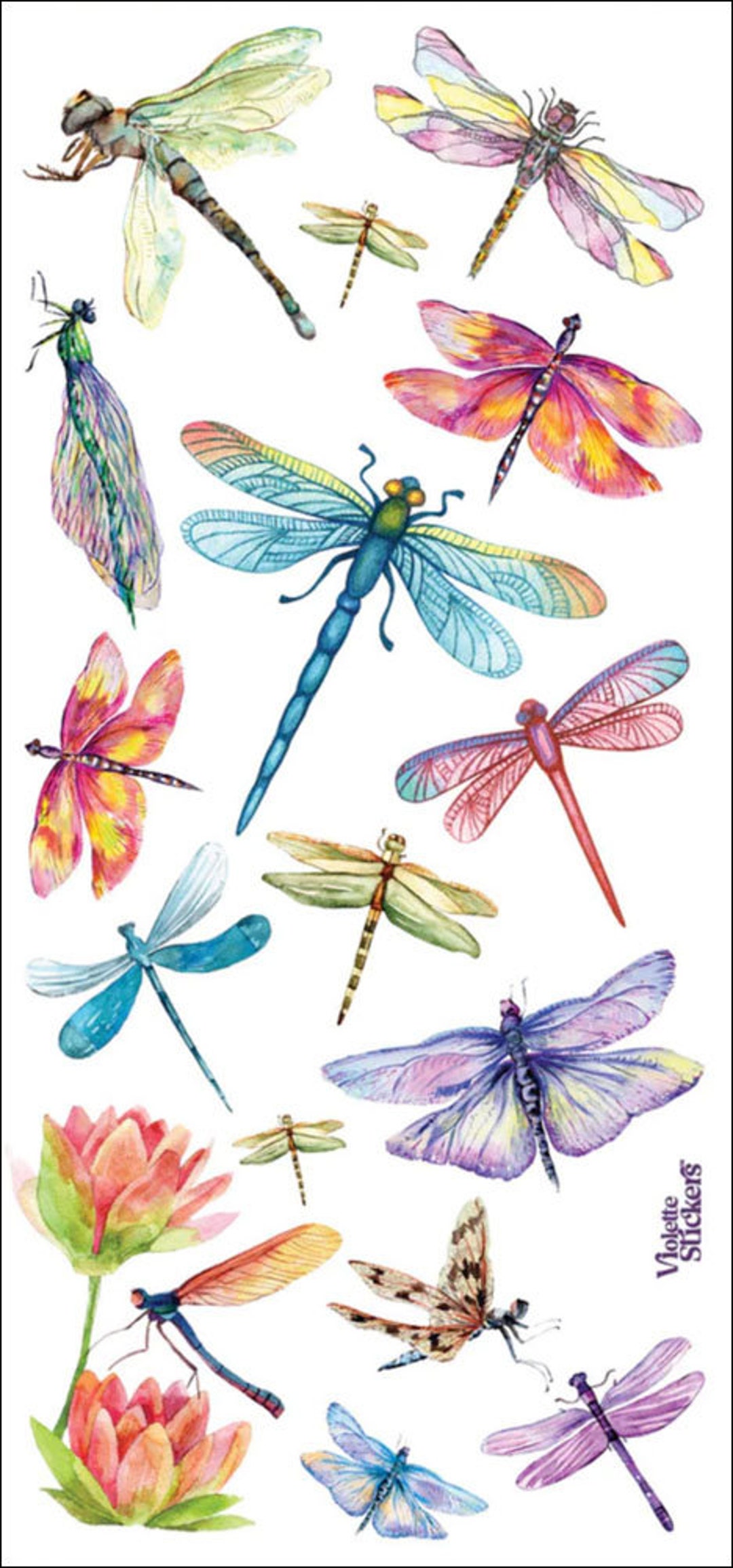 3 Sheets Self Adhesive Dragonfly Dragonflies Stickers Colorful ...