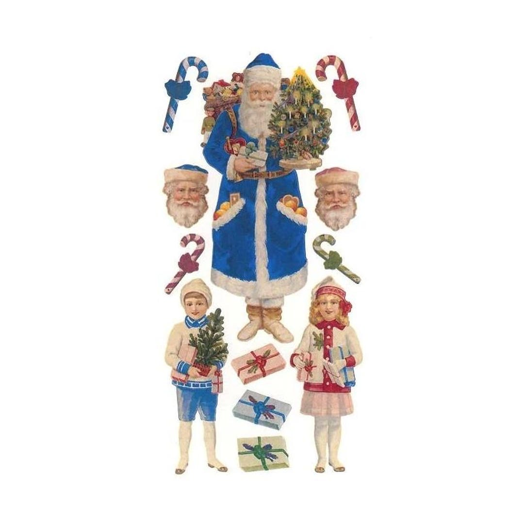 3 Sheets Blue Santa Claus Christmas Stickers STKS01 - Etsy