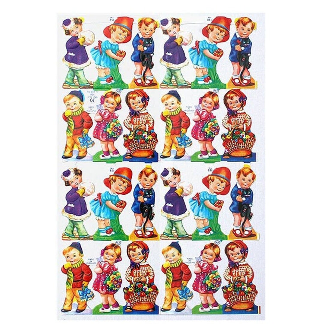 England Paper Scraps Lithograph Die Cut Colorful Children 851 - Etsy