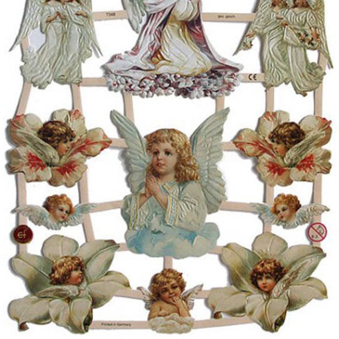 Germany Lithographed Paper Angel Die Cut Scraps Christmas Easter 7348 ...