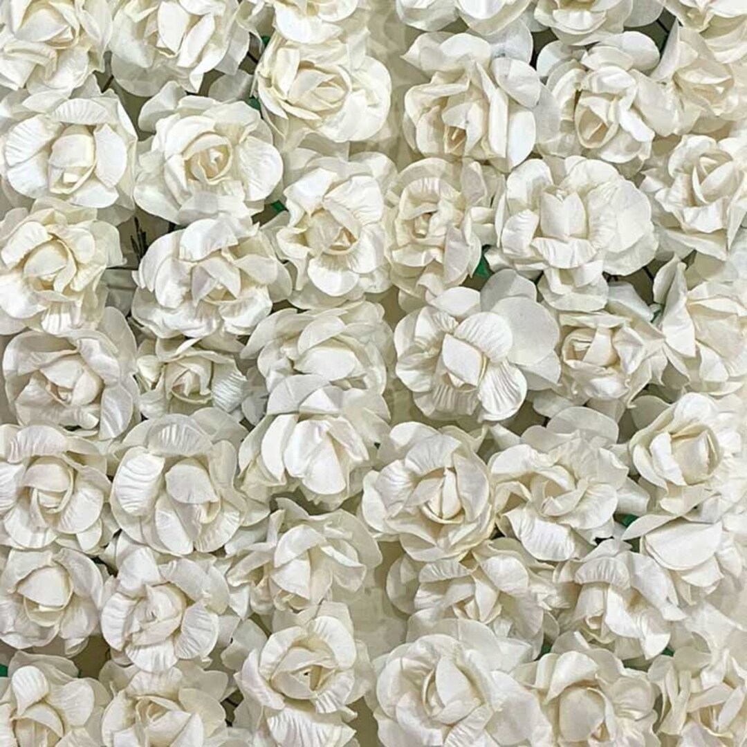 72 Ivory Curly Roses Paper Flowers Handmade Millinery Rose 12 Bundles ...