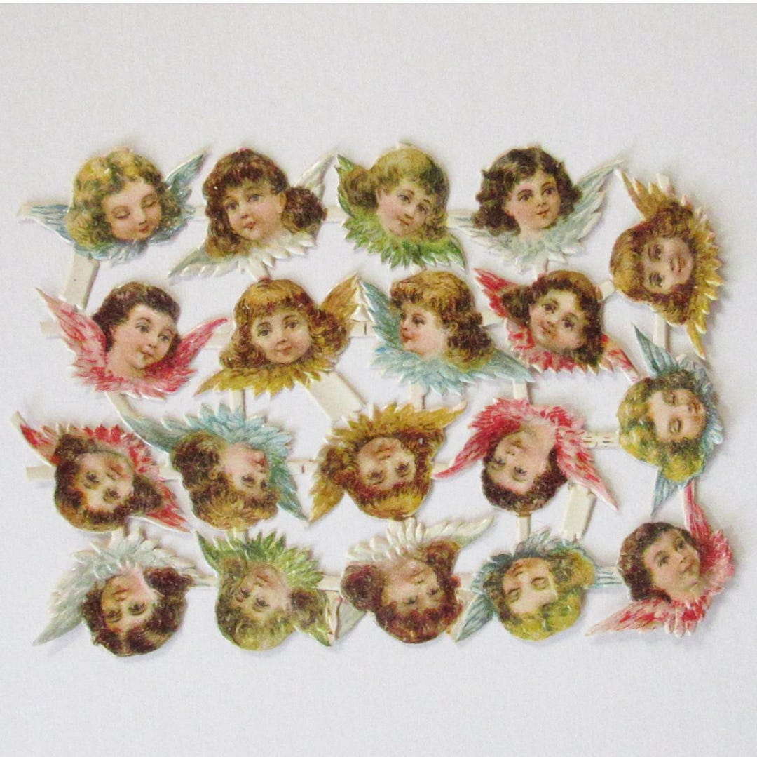 19 Germany Vintage 1910s Angel Heads Out of Print Paper Scraps Die Cut ...