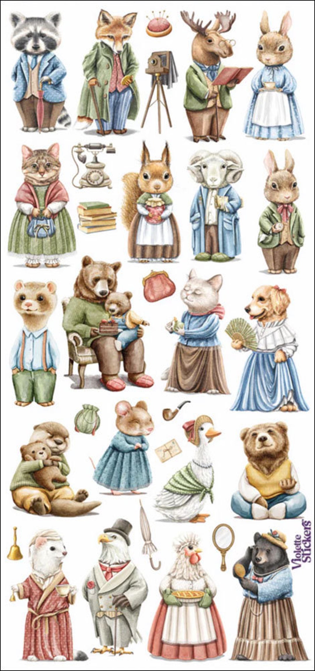 3 Sheets Self Adhesive Country Animals Stickers Colorful Scrapbooking ...