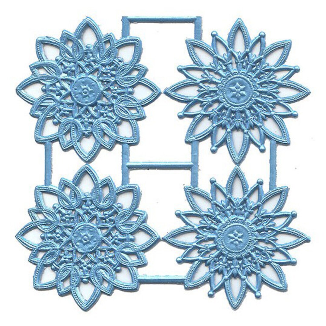 Dresden Trim Paper Foil Light Blue Snowflakes Medallions Halos Germany ...