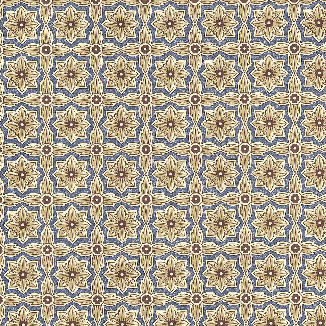 2 Sheets Italian Blue Geometric Renaissance Flower Print Paper ~ Carta ...