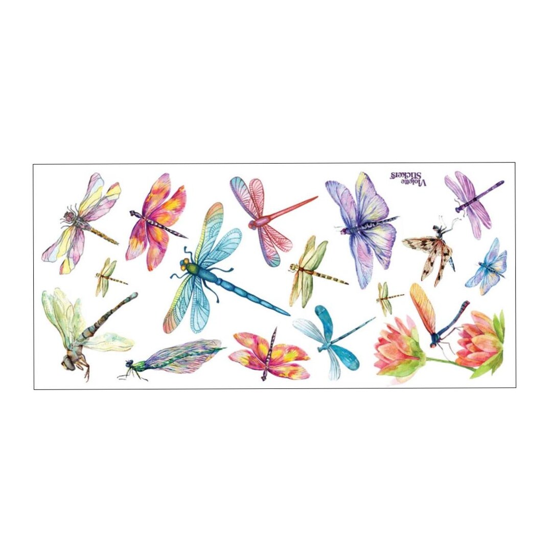 3 Sheets Self Adhesive Dragonfly Dragonflies Stickers Colorful ...