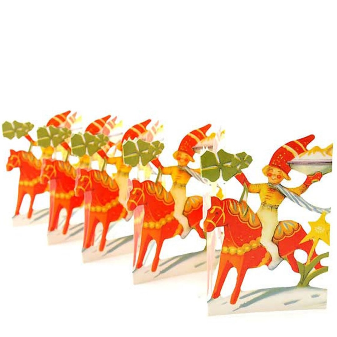 Fold Out Sweden Paper Running Frieze Lithograph Die Cut Dala Horse ...