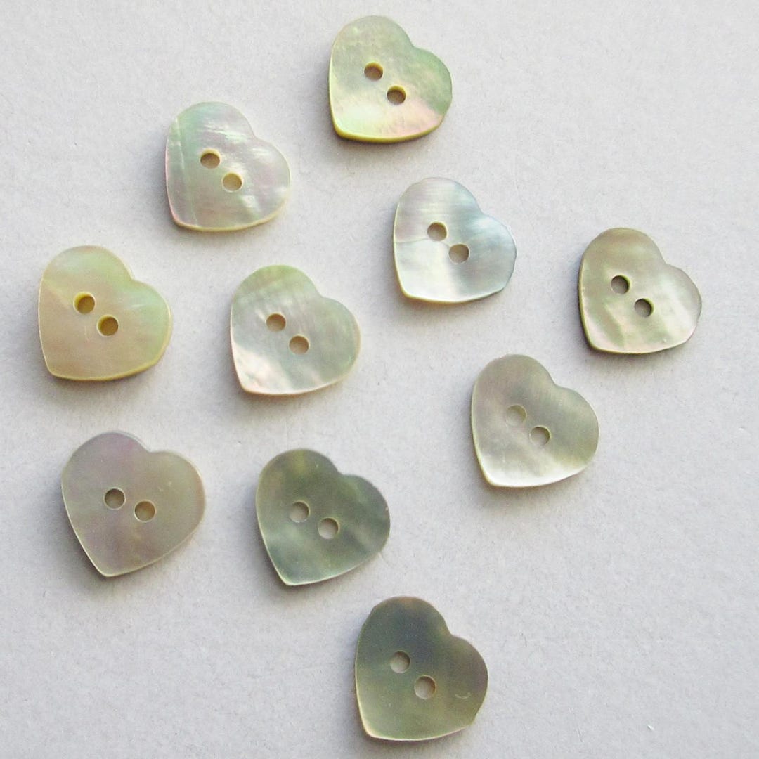 10 Heart Shaped Shell Buttons Mother of Pearl Nacre Button 1/2" #T - Etsy