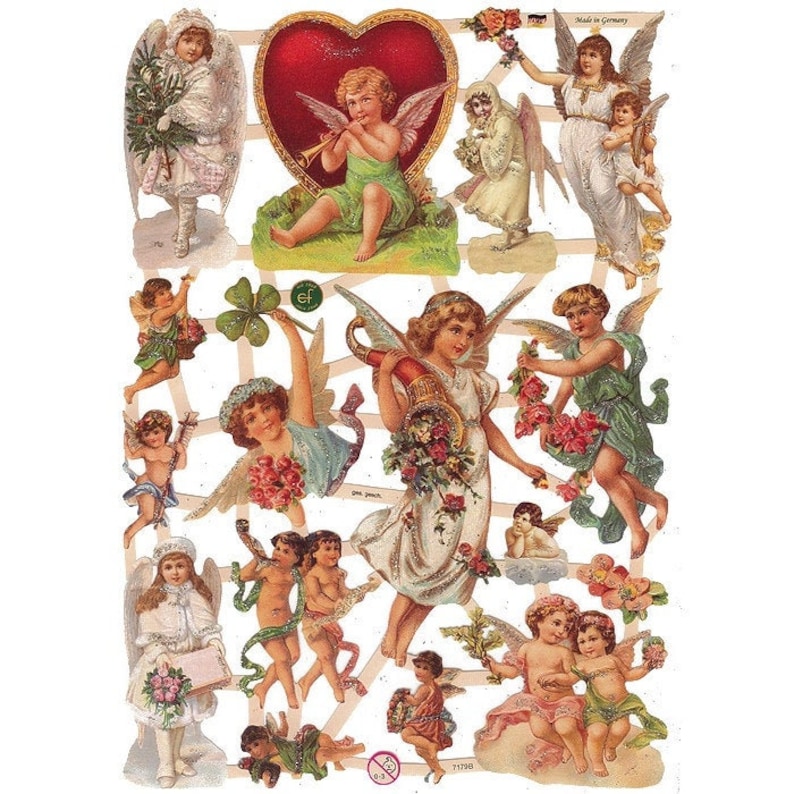 Glittered Angel Scraps Christmas Germany Die Cut Victorian - Etsy