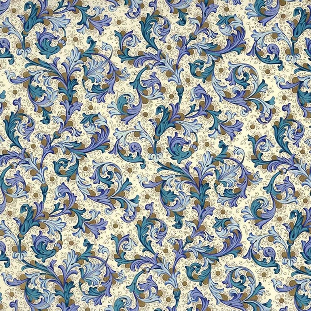 2 Sheets Traditional Florentine Print Italian Paper in Blues ~ Rossi ...