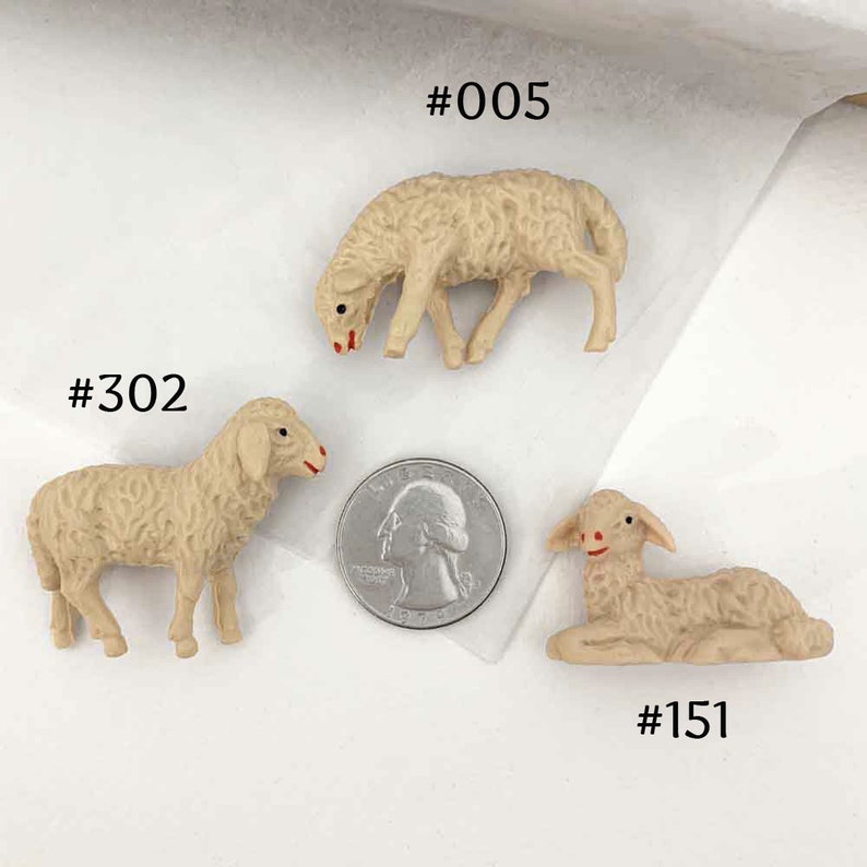 2 Germany Plastic Lying Sheep Figures Christmas Dioramas Miniatures ...