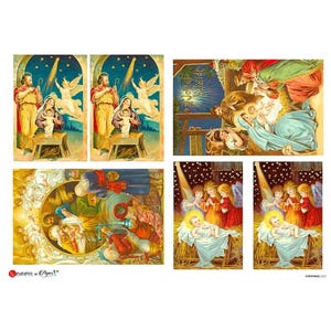 2 Sheets Italy Rice Paper Decoupage Vintage Images Nativity Holy Family ...