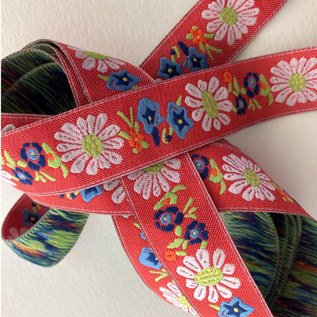 4 Yards Czech Ribbon Woven Light Red Folkloric Traditional Costume Trim ...