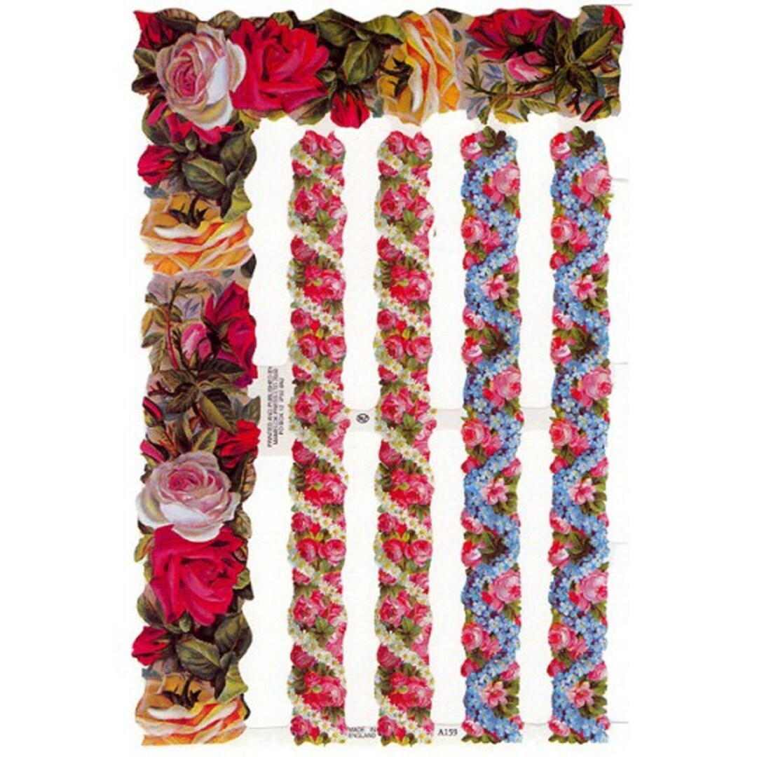 England Paper Lithograph Die Cut Scraps Floral Borders Out If Print A ...