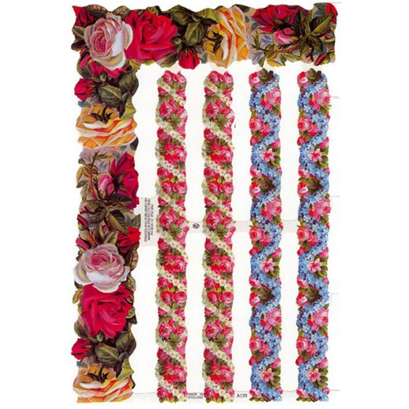 England Paper Lithograph Die Cut Scraps Floral Borders Out If - Etsy
