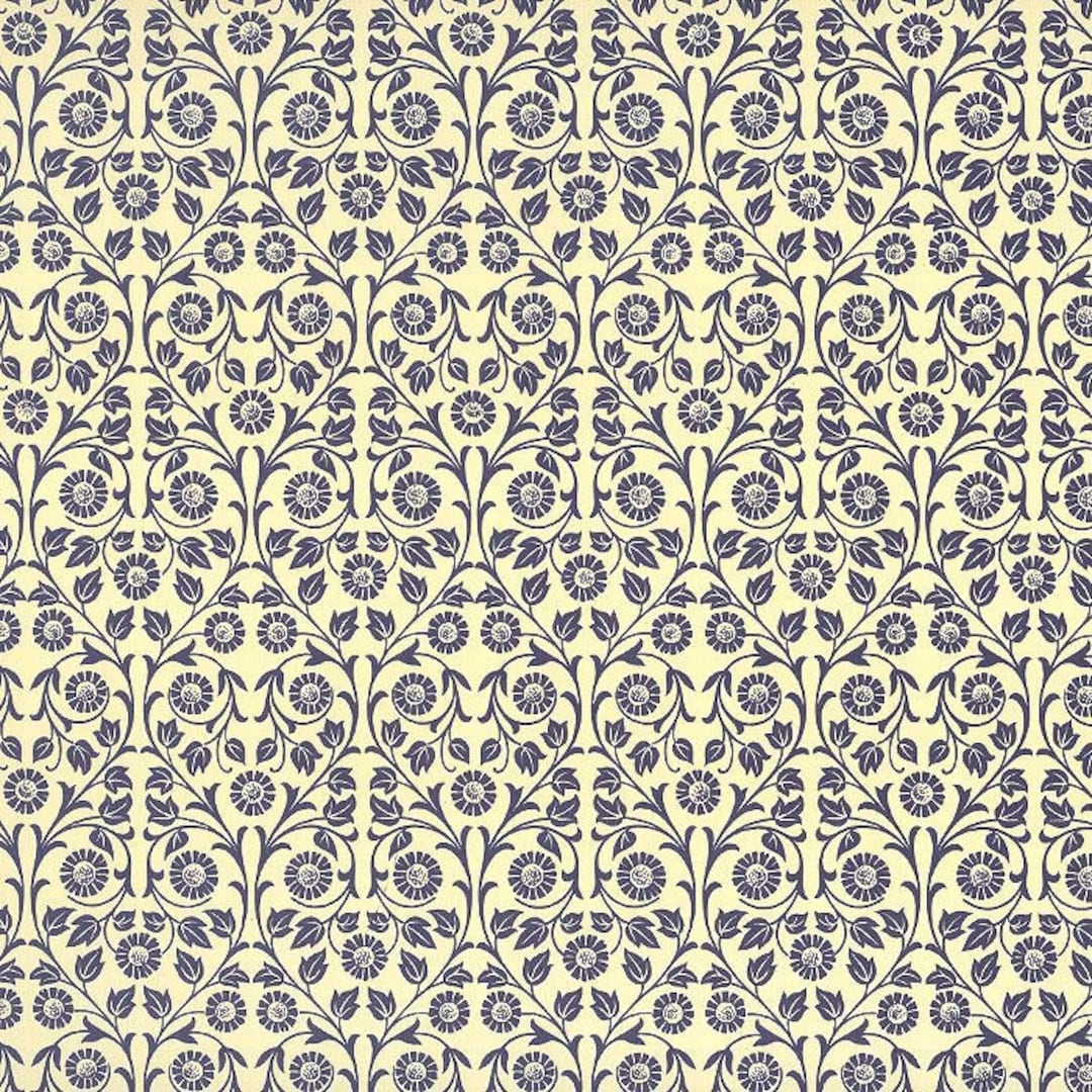 2 Sheets Italian Blue Flower and Vine Print Paper ~ Carta Varese Italy ...