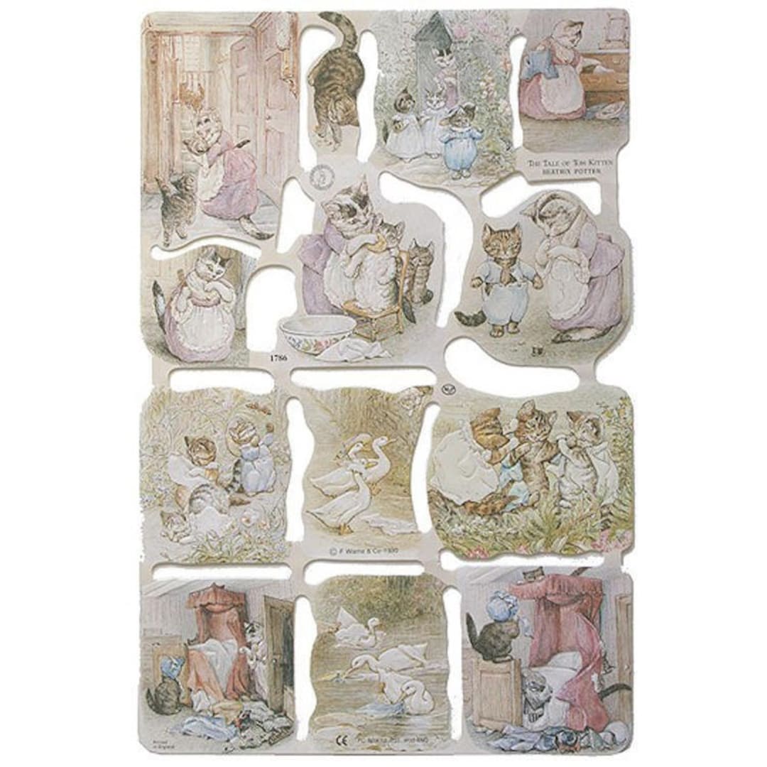 Vintage England Beatrix Potter Lithographed Die Cut Paper Scraps Tom ...