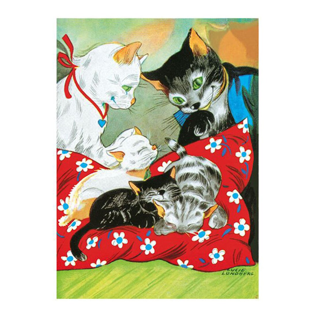 5 Sweden Swedish Postcards Cat Family Five Cards 19404 - Etsy