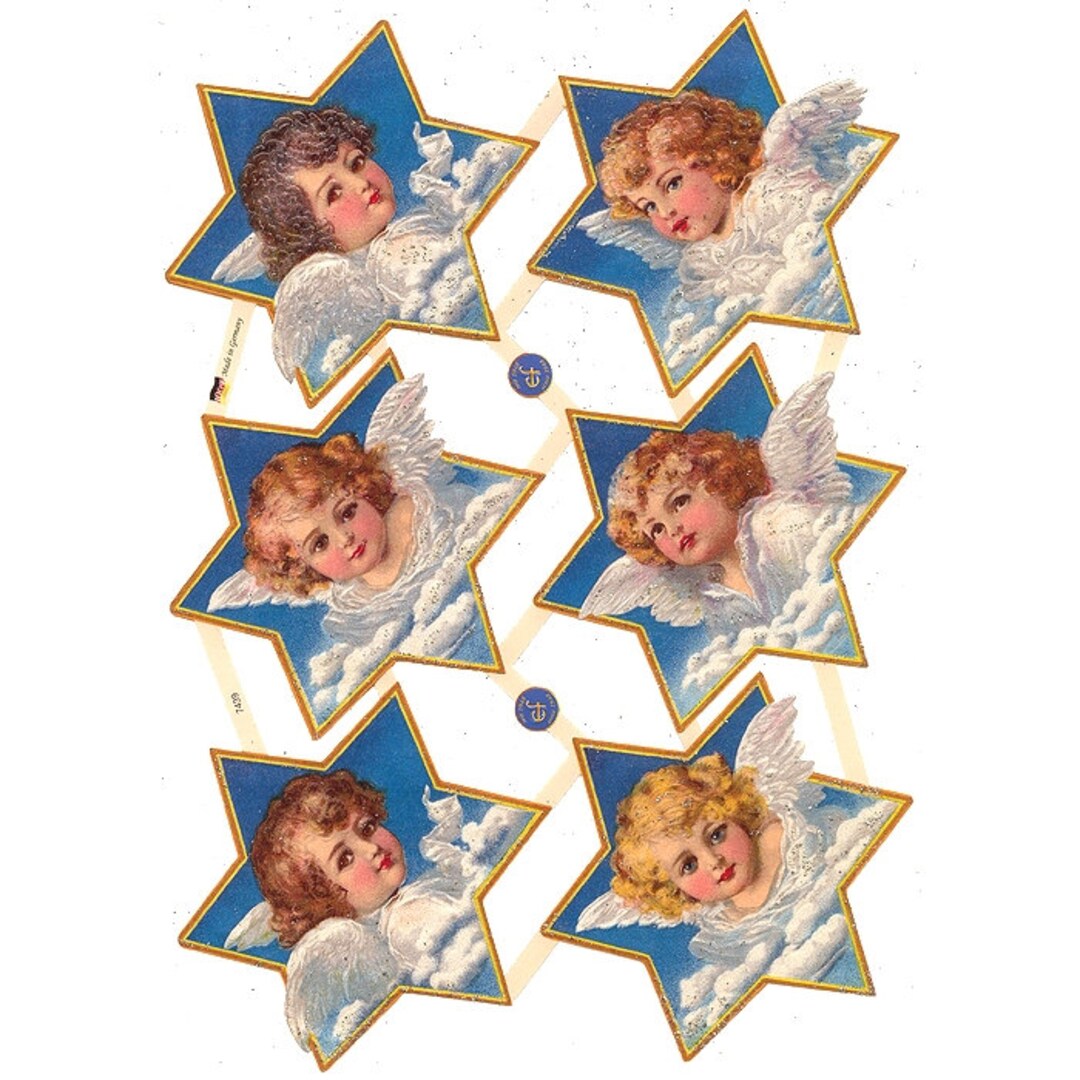 Glittered Angel Star Scraps Made in Germany Die Cut Victorian G7439G - Etsy