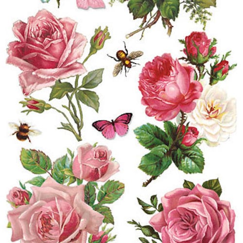 3 Sheets Self Adhesive Pink Roses Stickers Colorful - Etsy