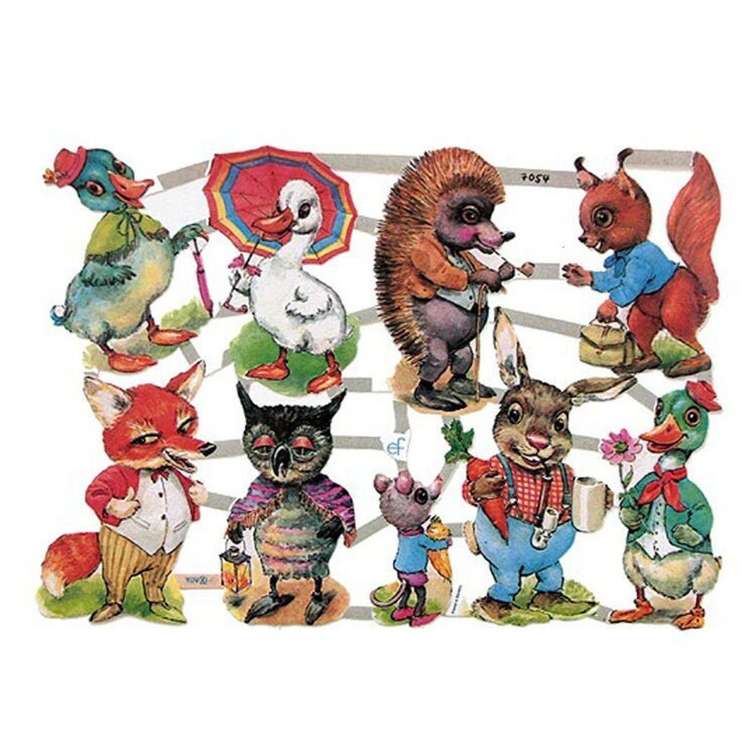 Germany Lithographed Anthropomorphic Animals Paper Die Cut - Etsy