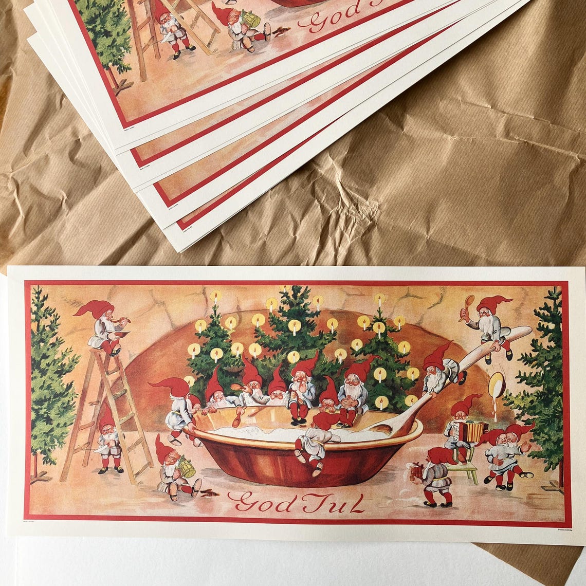 From Sweden Vintage Swedish 1980s Christmas Paper Frieze Tomte Elves ...