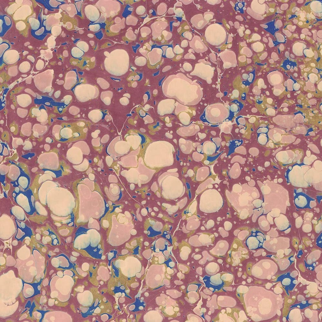 Italian Hand Marbled Paper Stone Marble Pattern in Mauve Pink Gold ...