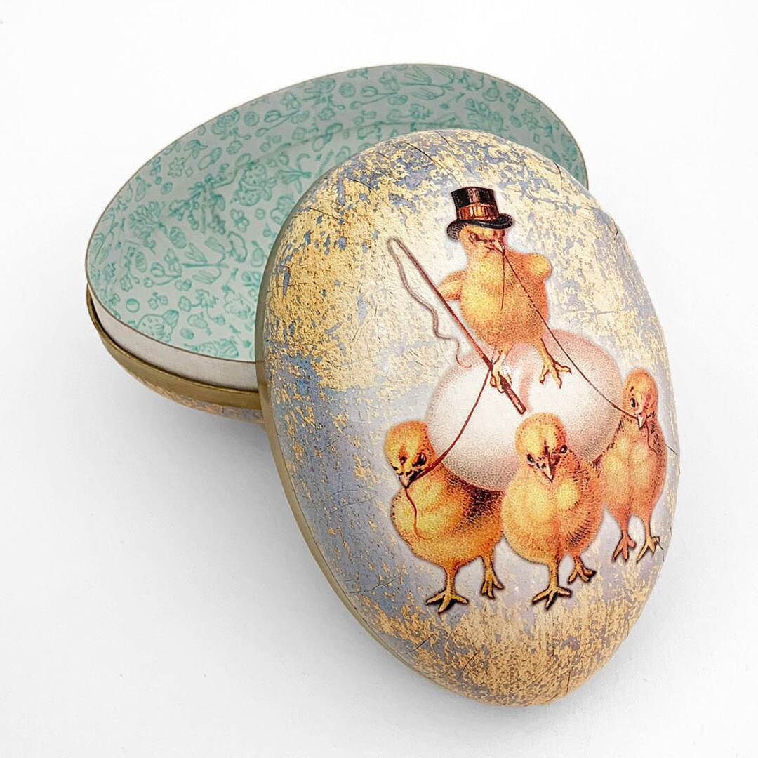 New 6” Germany Papier Paper Mache Chick's Egg Haul Easter Egg Box ...