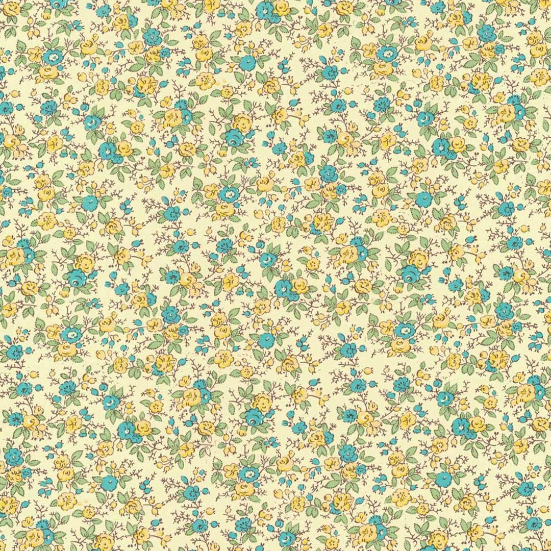 2 Sheets Italian Yellow Blue Floral Print Paper ~ Carta Varese Italy ...