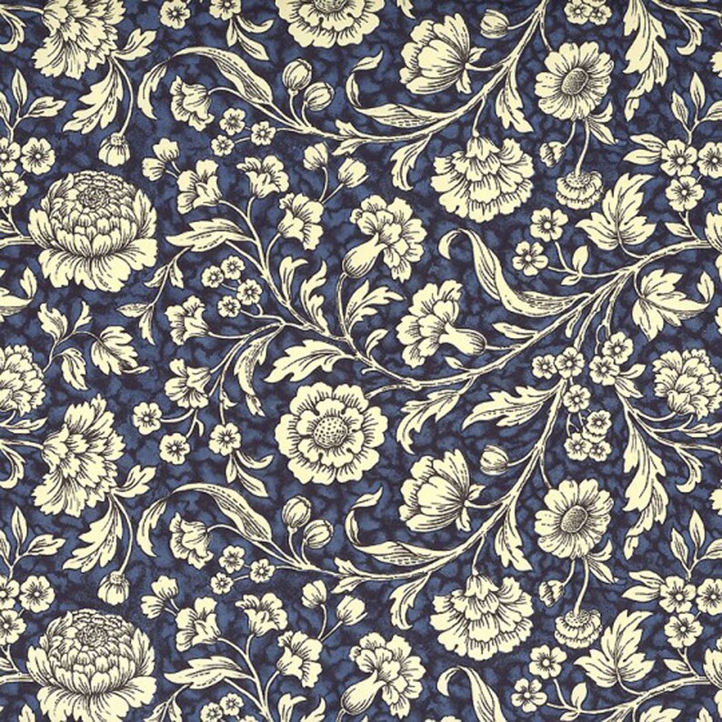 2 Sheets Italian Dark Blue Floral Print Paper Carta Varese - Etsy