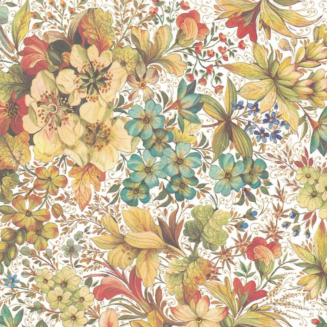 2 Sheets Flowers Floral Italian Print Paper ~ Carta Fiorentina Italy ...